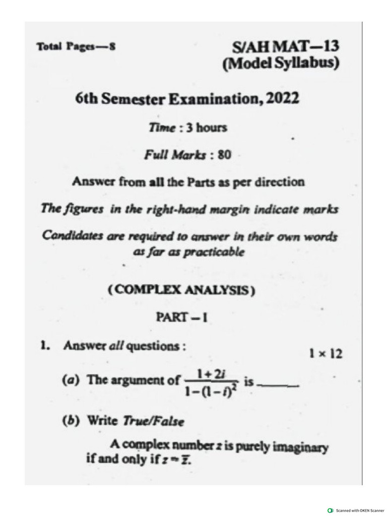 2022 Complex Analysis | PDF