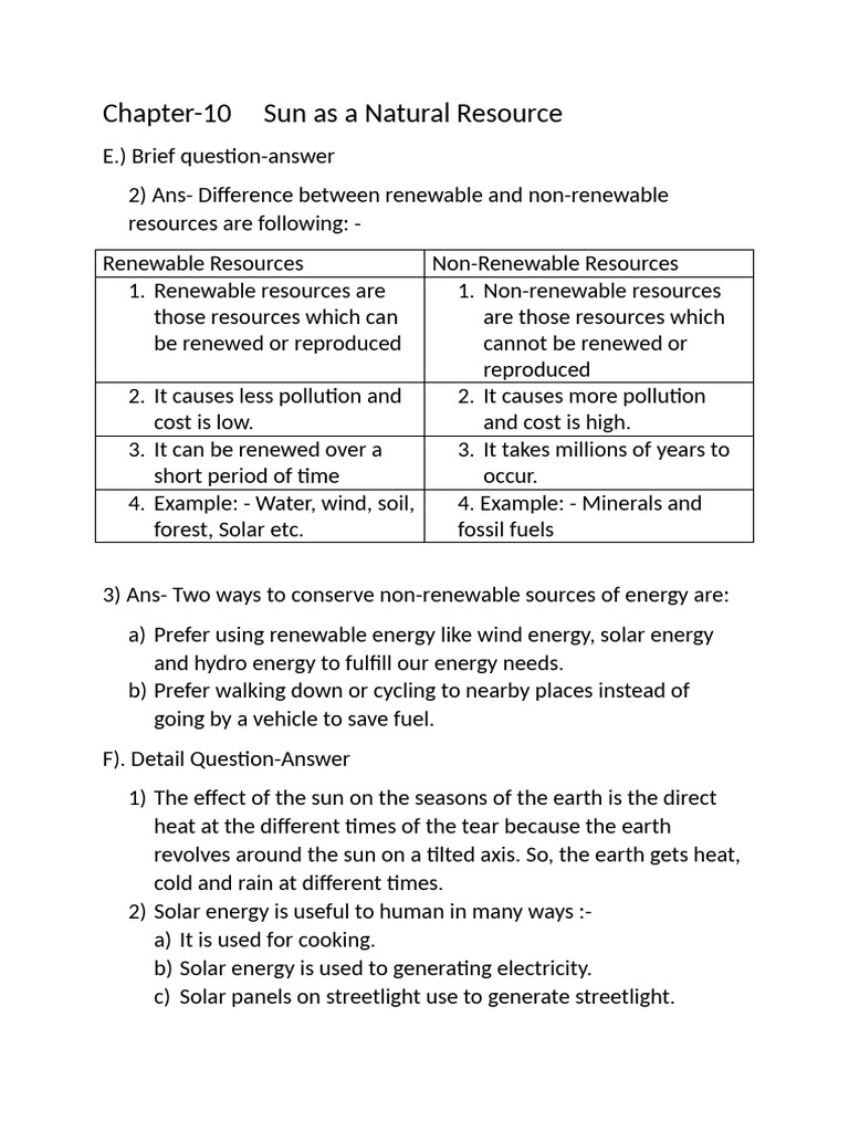 Renewable vs Non-Renewable Resources | PDF