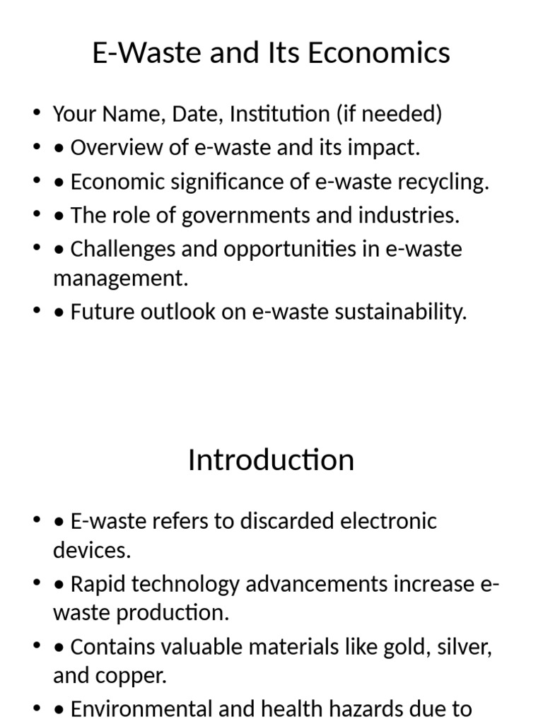 E-Waste and Economics Full | PDF | Electronic Waste | Recycling