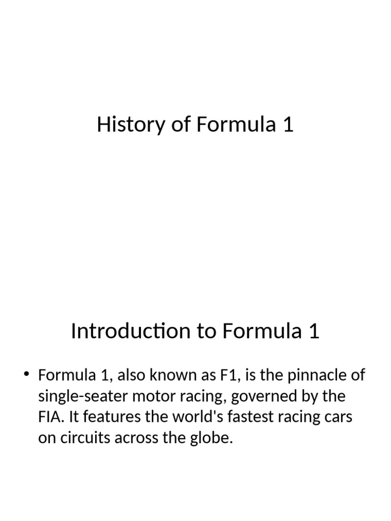 Evolution of Formula 1 History | PDF