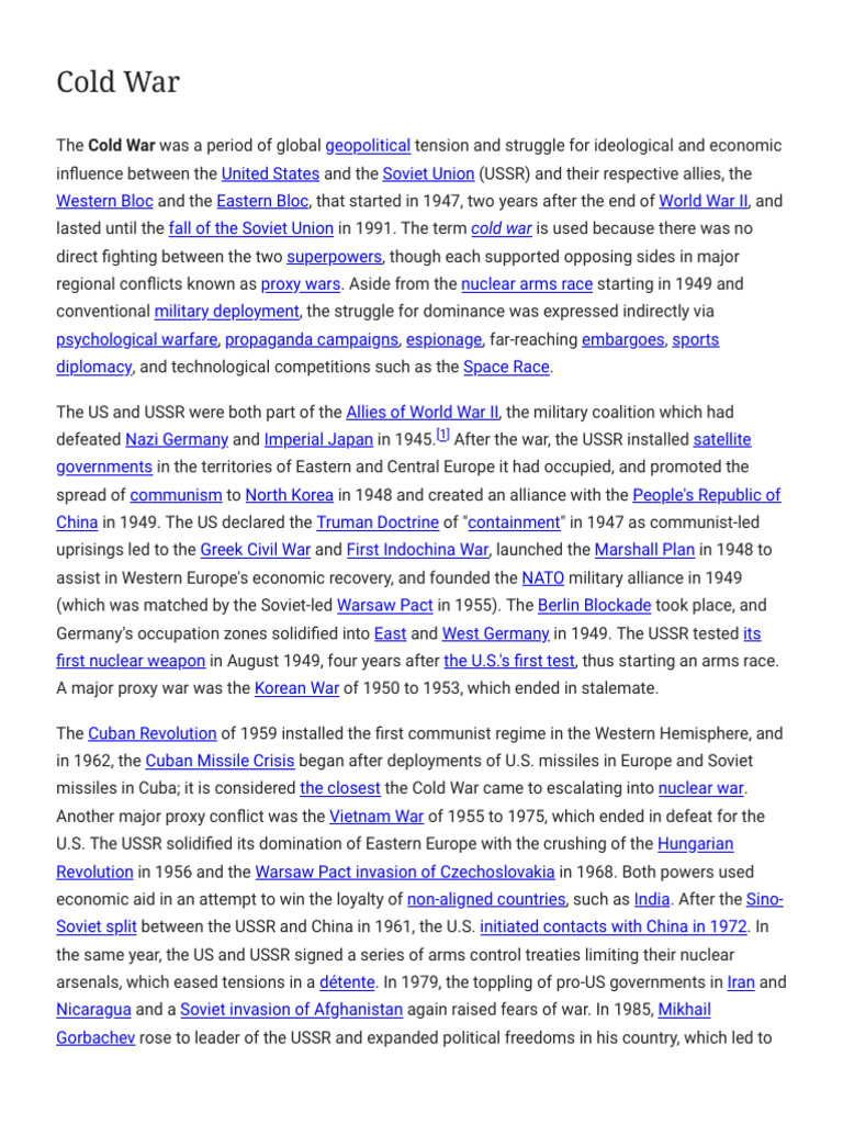 Cold War - Wikipedia | PDF | Cold War | Containment