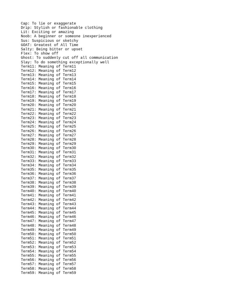 Slang_Terms_and_Meanings | PDF | Slang | Lexicology