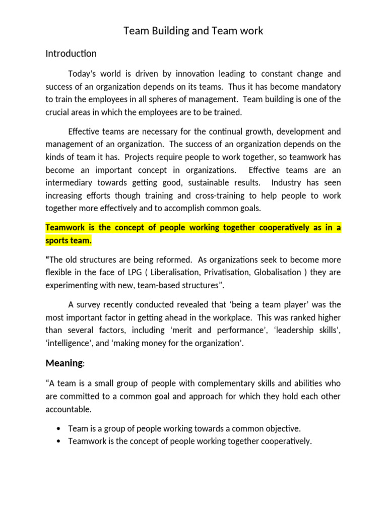 Soft Skills (Team Building and Team Work) | PDF | Leadership | Cognition