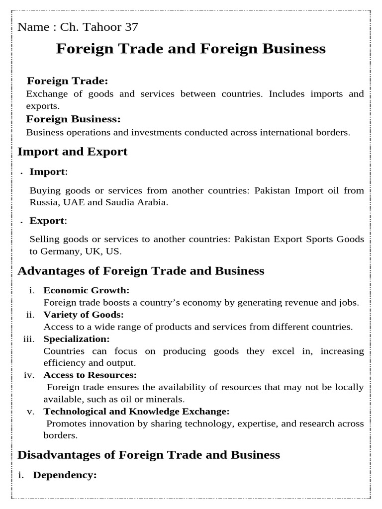 Foreign Trade: Benefits and Challenges | PDF | Exports | International ...