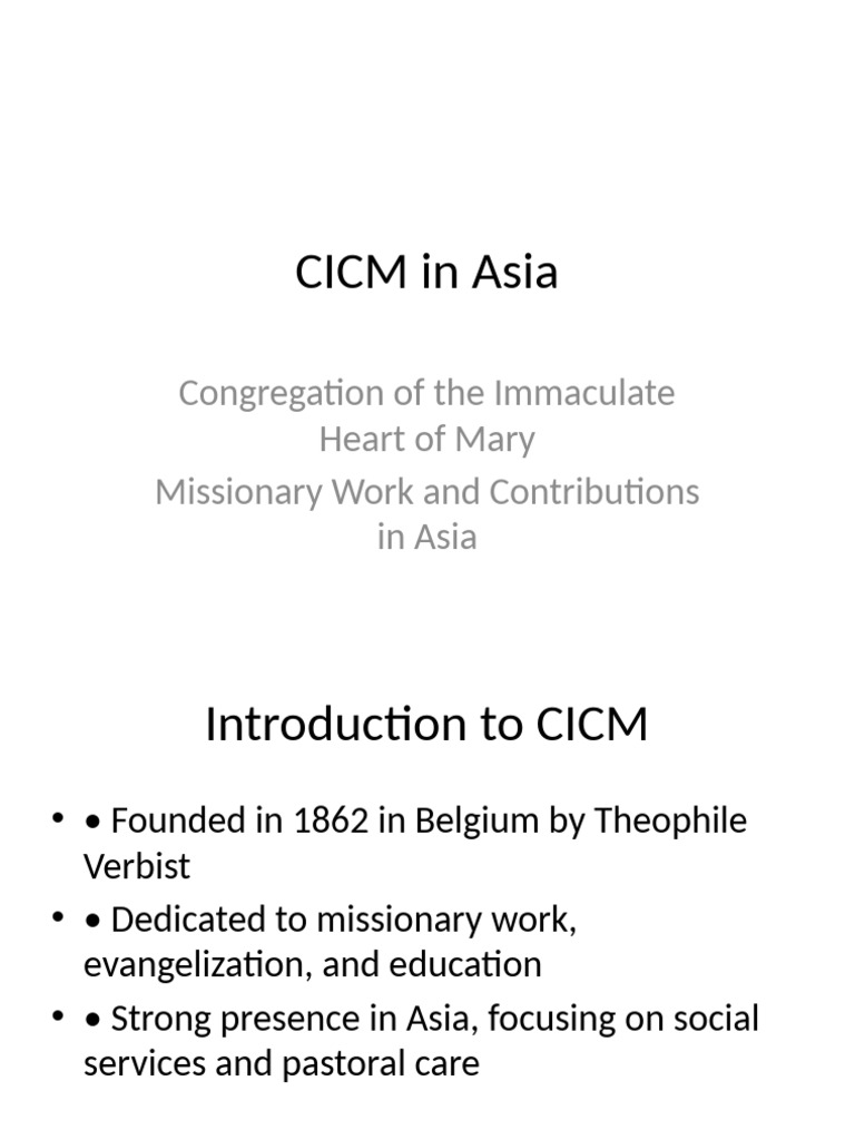 CICM Missionary Contributions in Asia | PDF