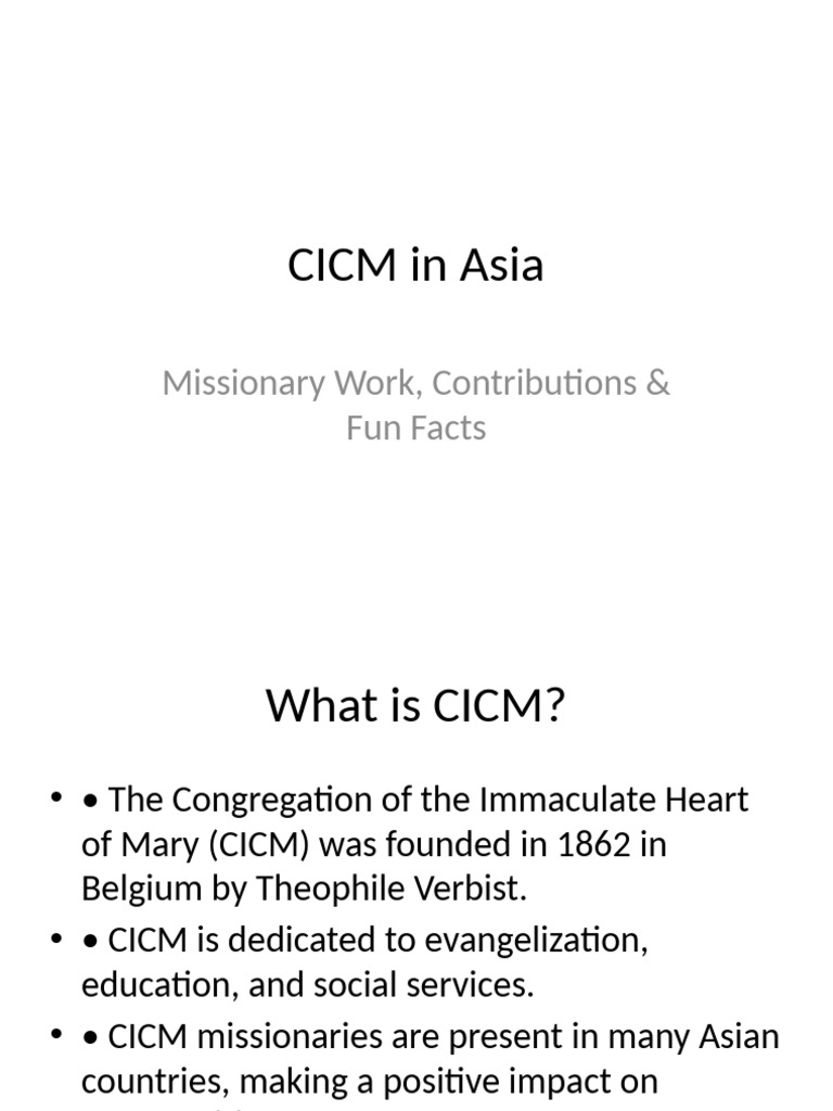 CICM Missionary Work in Asia | PDF