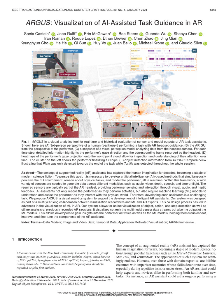 ARGUS Visualization of AI-Assisted Task Guidance in AR | PDF | Augmented Reality | Machine Learning