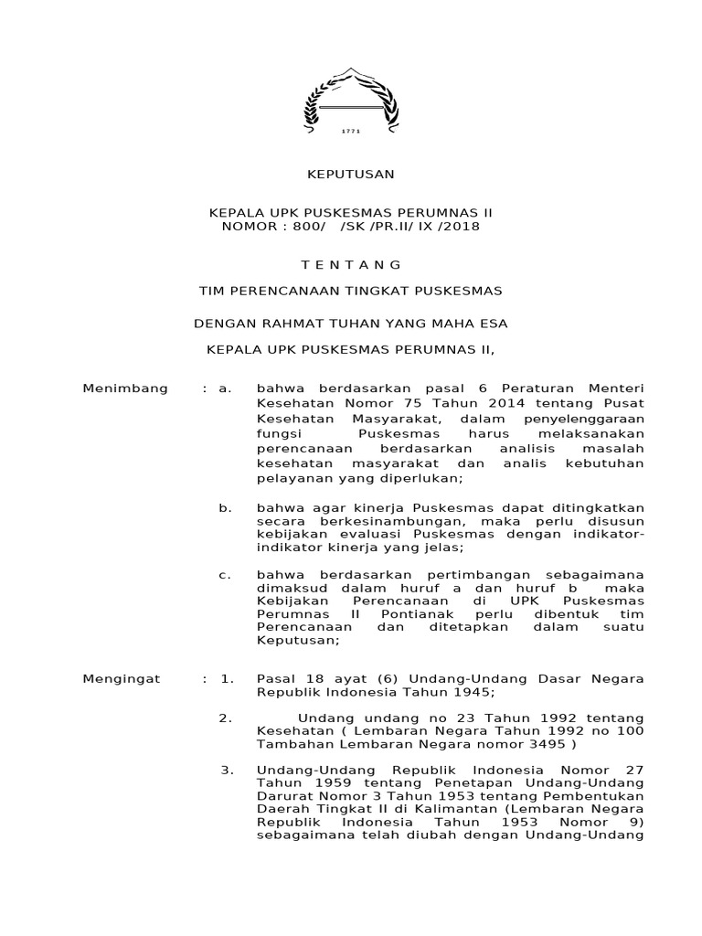 SK tim Perencanaan | PDF