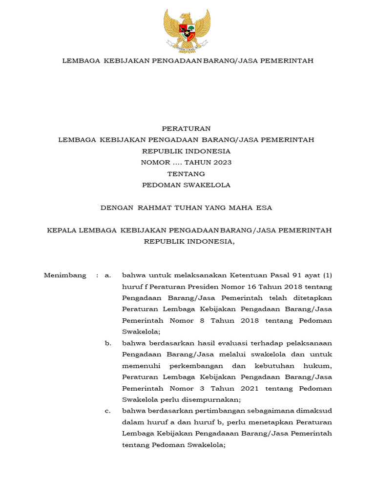 Peraturan LKPP Nomor 3 tahun 2021 w | PDF