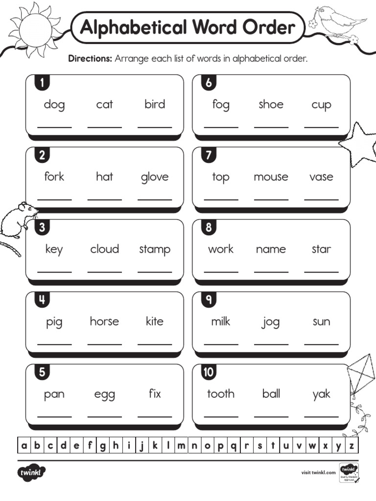 Alphabetical Word Order | PDF