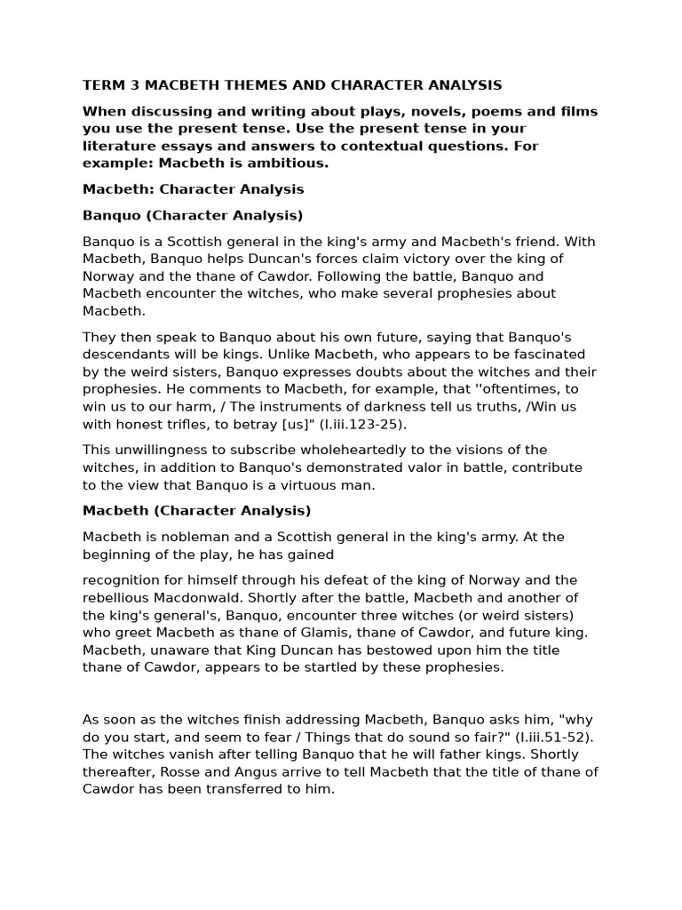 Macbeth Themes & Character Insights | PDF | Macbeth | Shakespearean ...