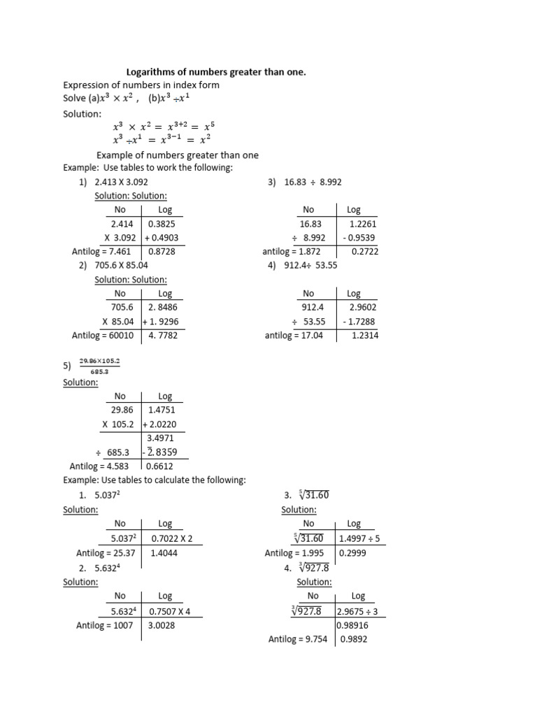 7689 - Logarithms of Numbers Greater Than One | PDF | Logarithm | Functions And Mappings
