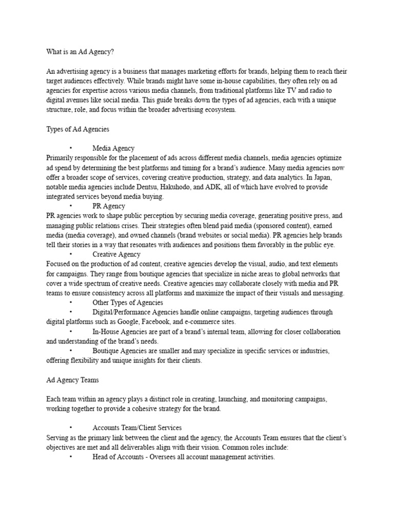 Agency Structure | PDF | Advertising | Brand