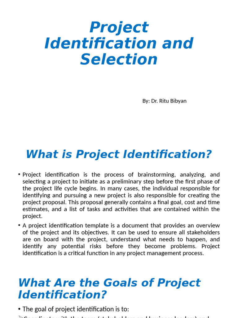 Project Identification Process Overview | PDF | Cost | Feasibility Study