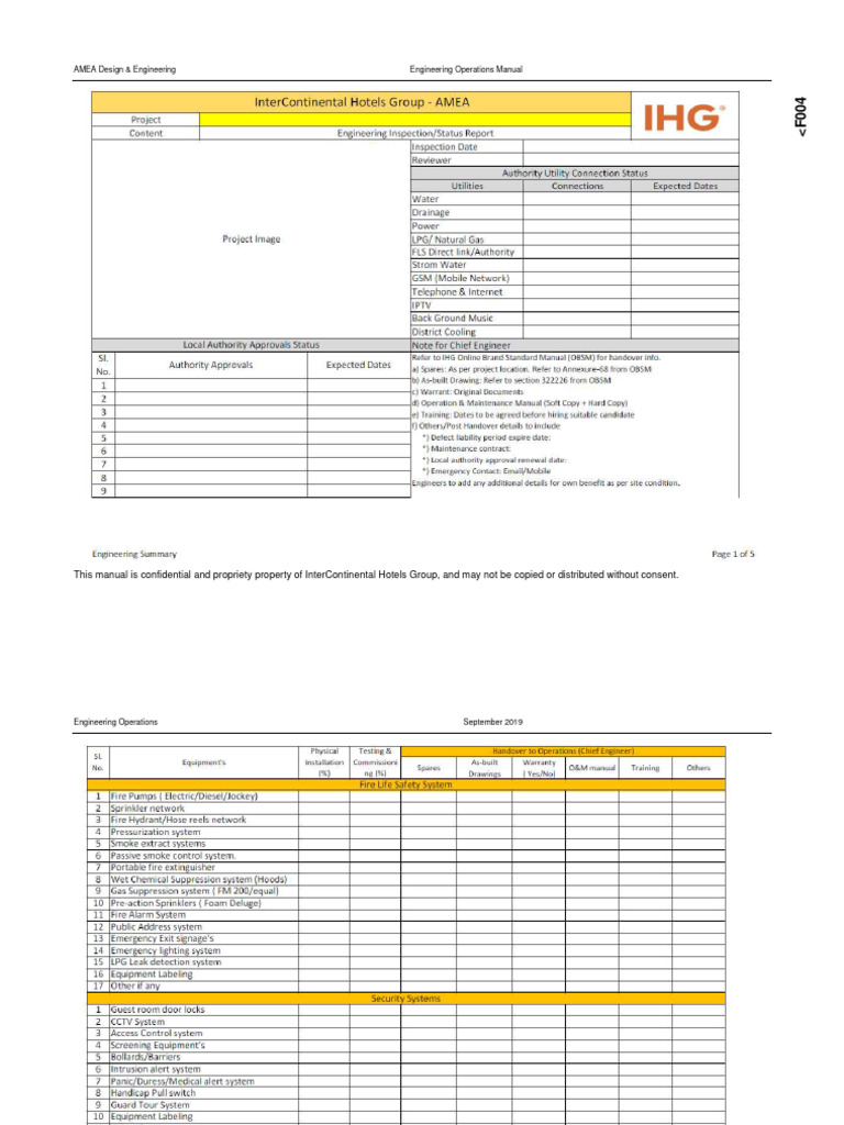 Engineering Inspection-Status Report - Sample | PDF
