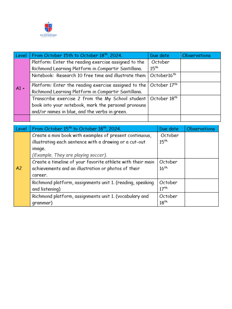 Junior High Homework Overview 2024-2025 | PDF | Linguistics | Grammar