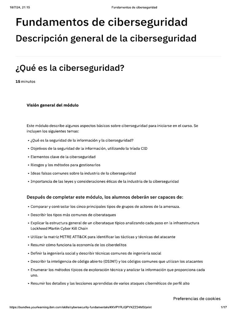 Fundamentos de Ciberseguridad | PDF