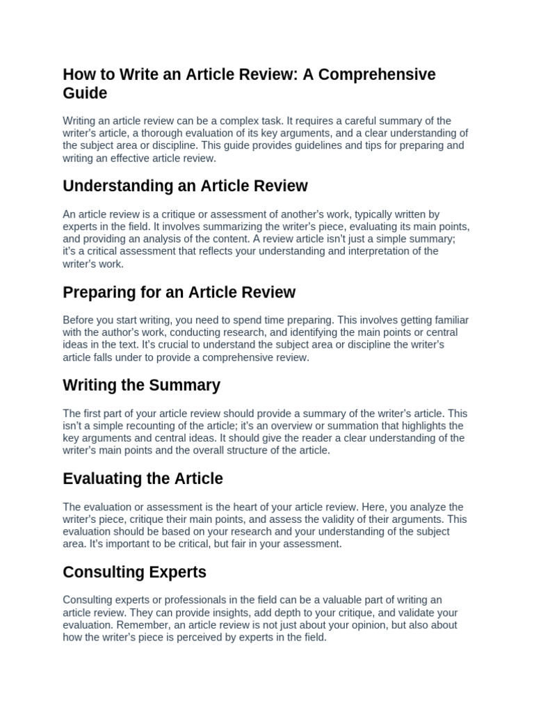 How to Write an Article Review | PDF | Evaluation | Methodology