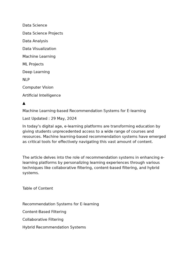 Types of Recommendation Systems | PDF | Artificial Intelligence ...