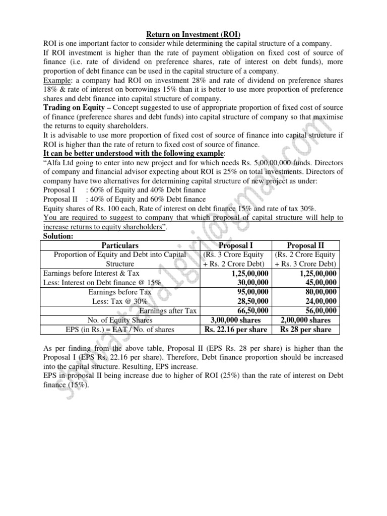 Optimizing Capital Structure for ROI | PDF | Capital Structure ...
