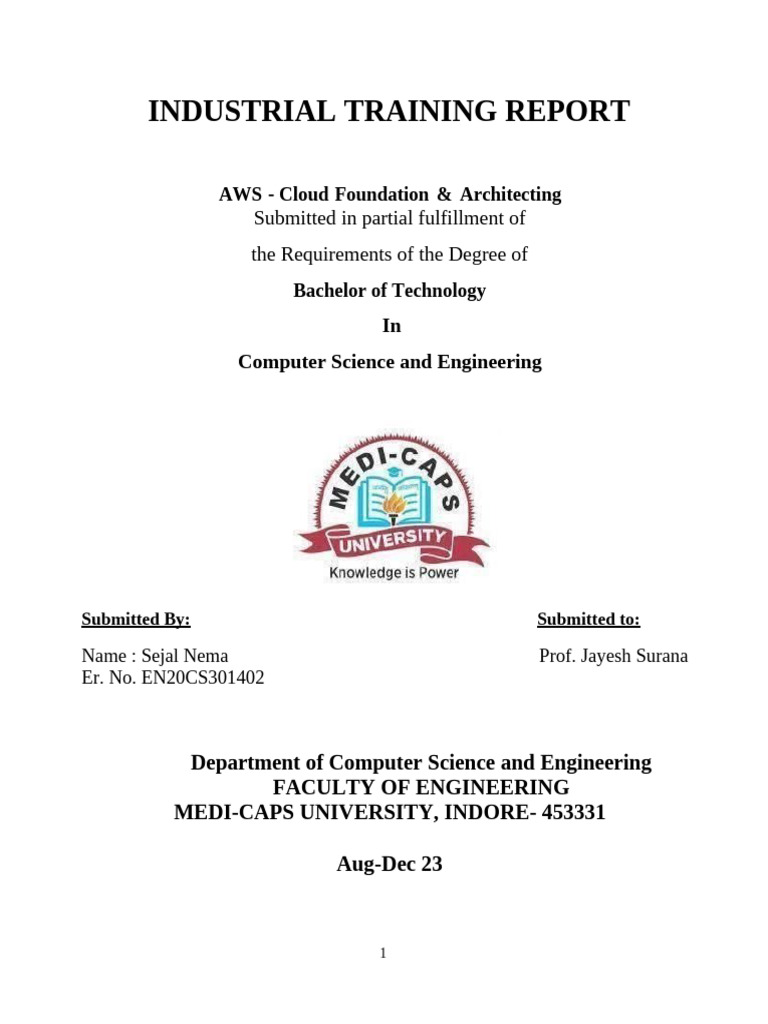 EN20CS301402_Sejal Nema_AWS-Cloud Foundation & Architecting | PDF | Cloud Computing | Amazon Web ...