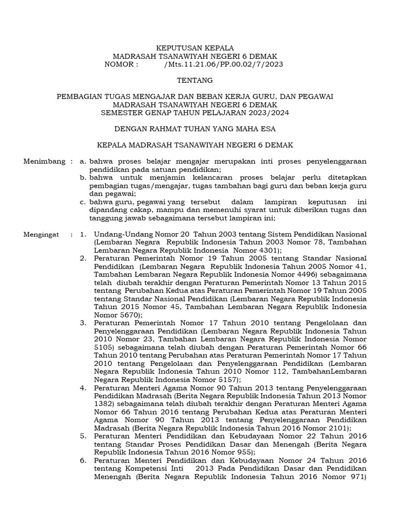 8 SK Mengajar 2023.2024 Genap (1) | PDF