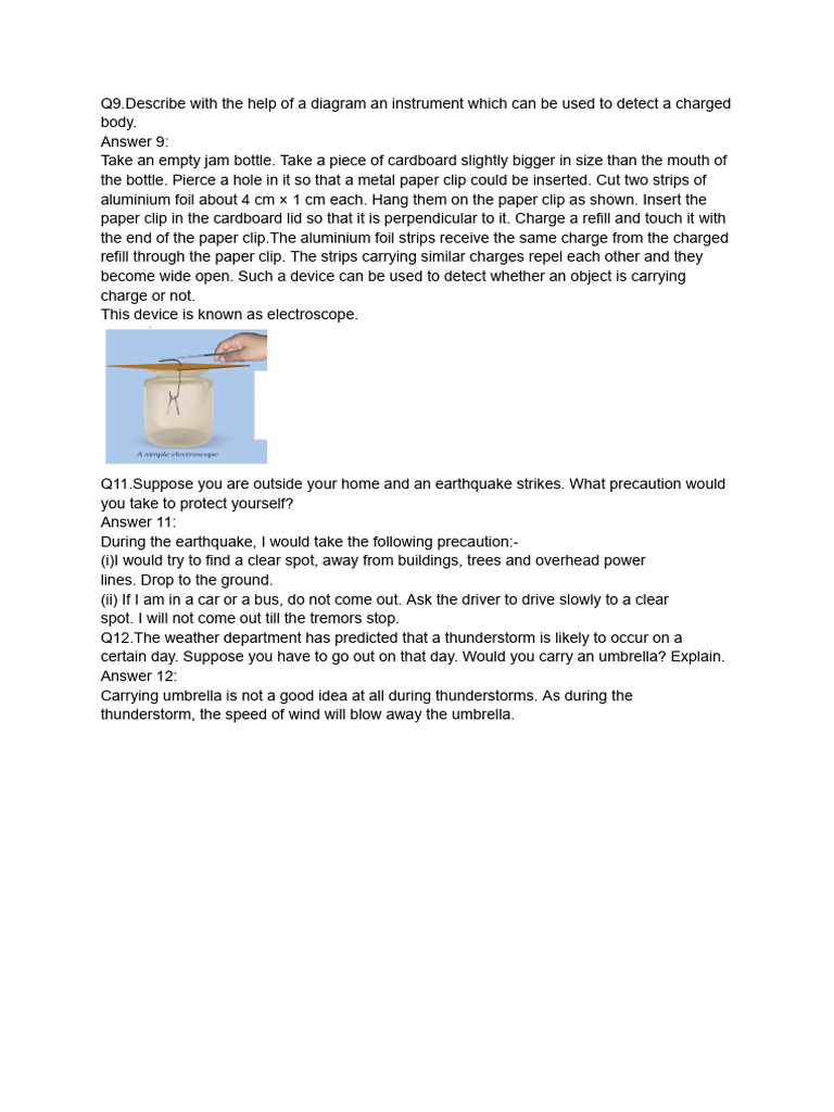 Chapter 12 Science Exercise Questions | PDF
