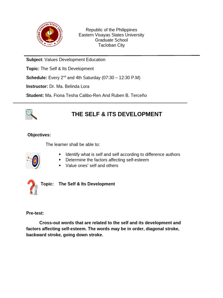 The Self and Its DevelopmentLEARNING PACKET | PDF | Self Esteem | Self ...