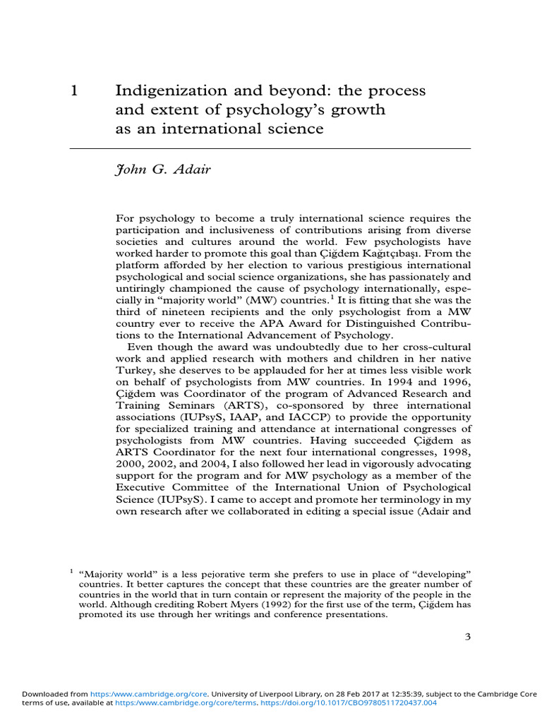 Indigenization of Global Psychology | PDF | Psychology | American ...