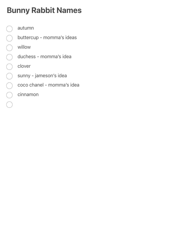 Bunny Rabbit Names | PDF