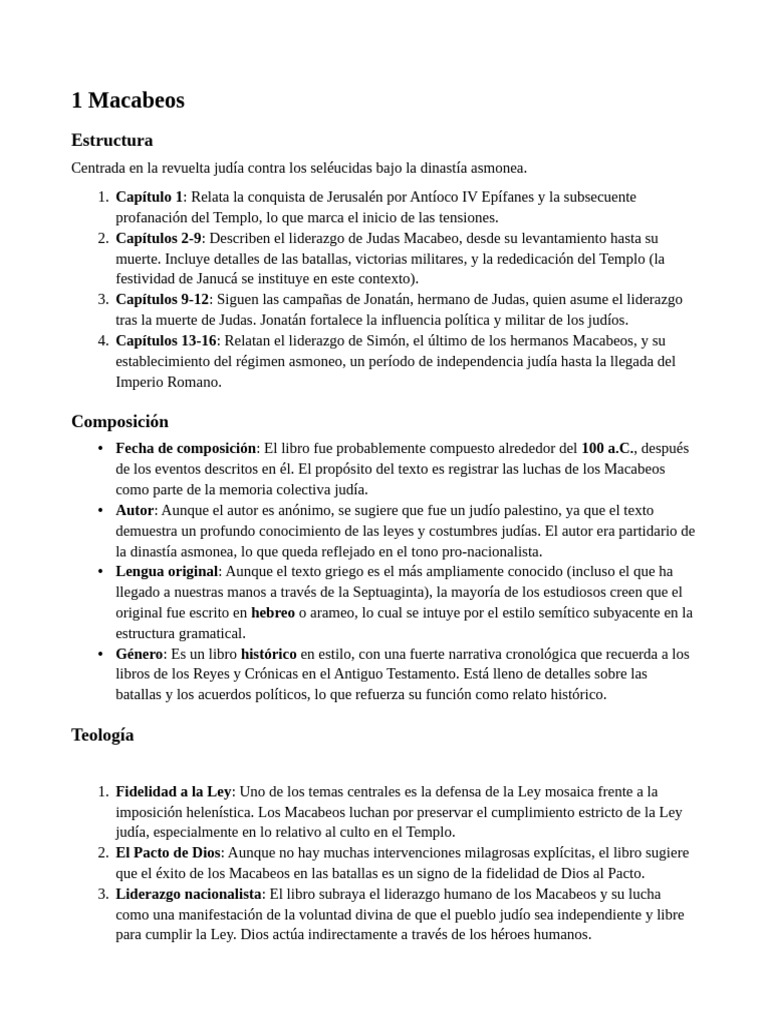 Resumen de los Libros de Macabeos | PDF | Macabeos