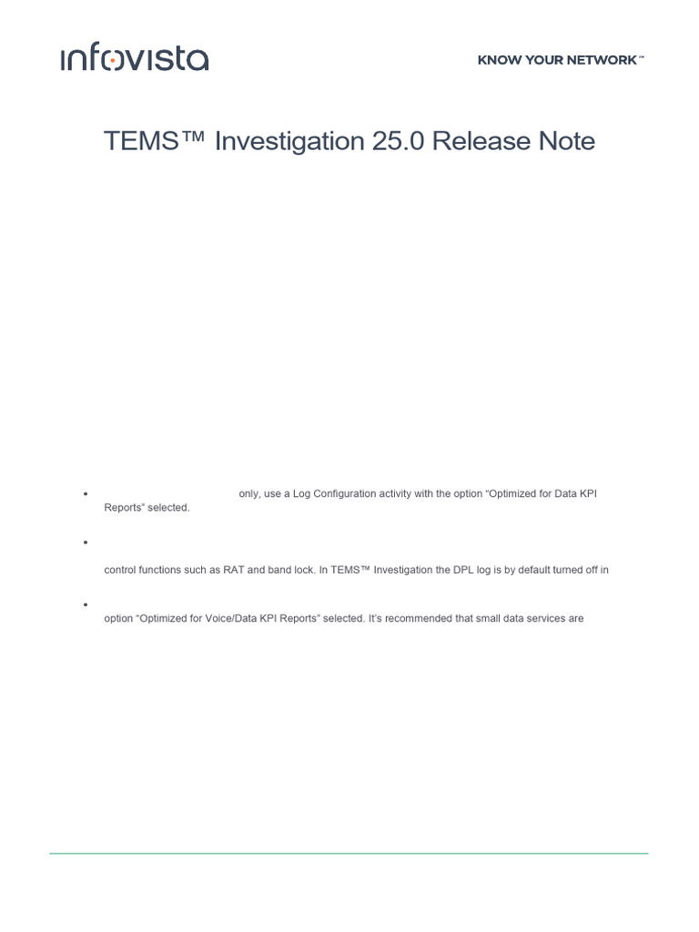 Tems Investigation 25 Release Note | PDF | High Speed Packet Access ...