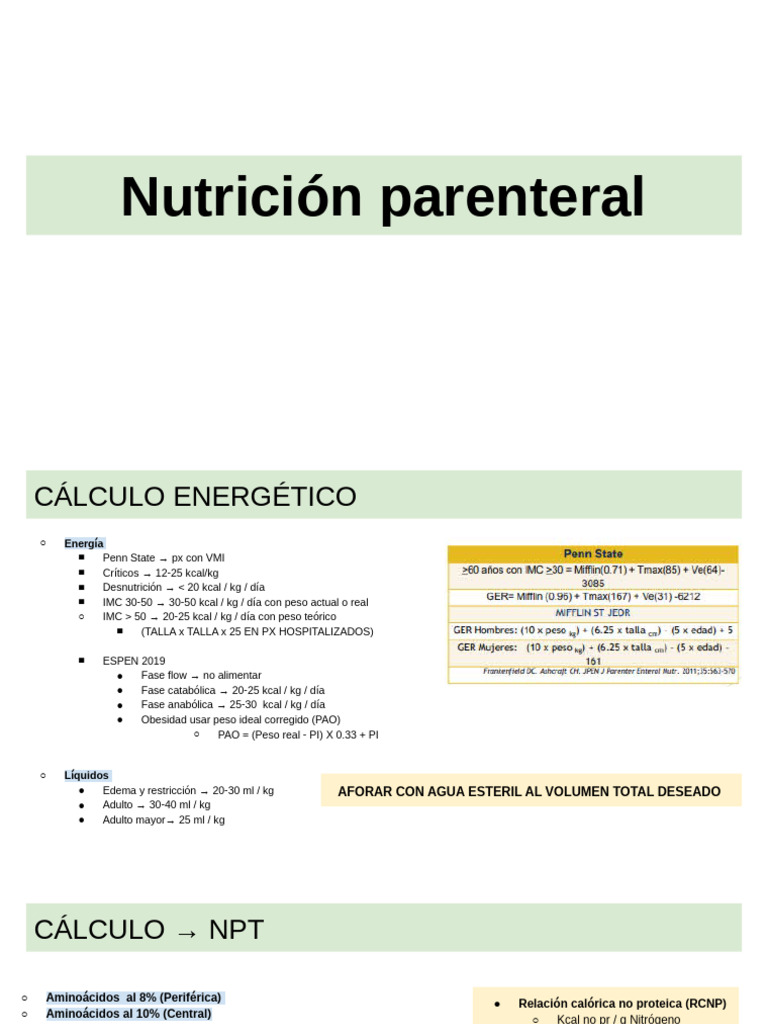 NPT Calculo | PDF | Nutrición | Dieta y nutrición