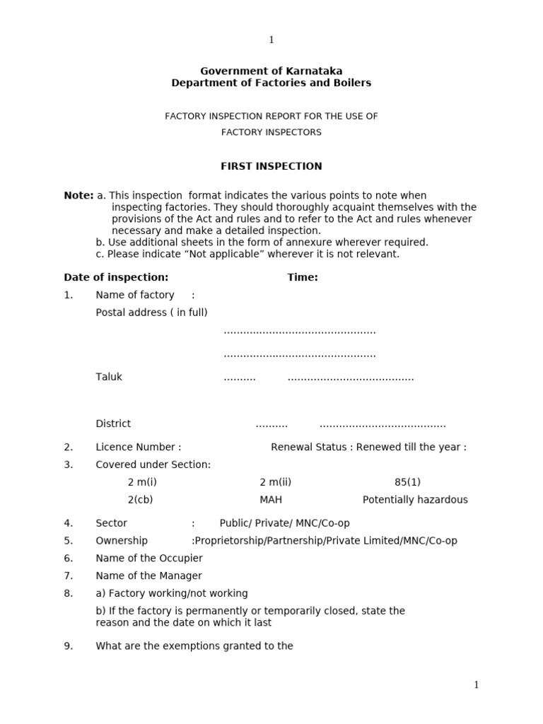 Factory Inspection Report - 1st Inspection | PDF | Overtime | Hazards