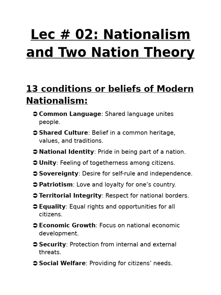 Lec - 02 - Nationalism & Two Nation Theory | PDF | Two Nation Theory ...