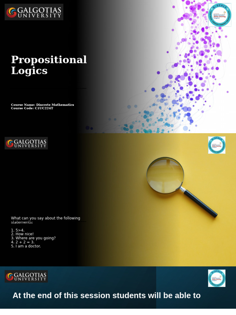 ppt-1 (Propositions, Logical Operators, Truthtables (TT) ) | PDF | If ...