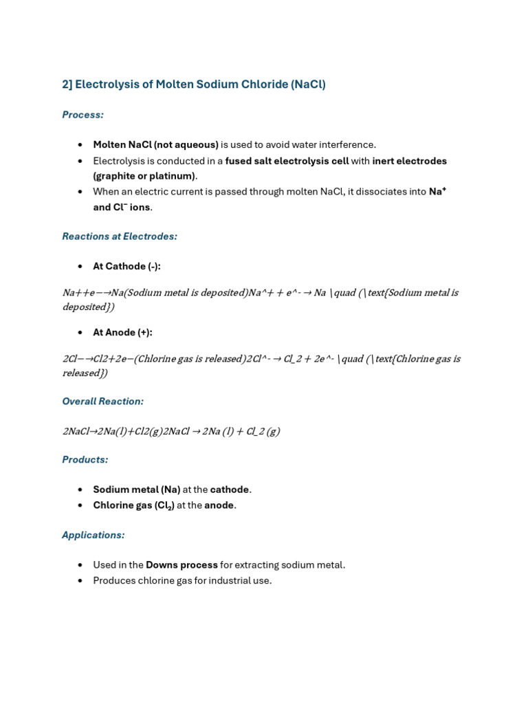 Electrolysis of Sodium Chloride Process | PDF | Reaction Rate | Catalysis