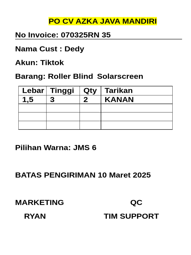 Po Cv Azka Java Mandiri (1) | PDF