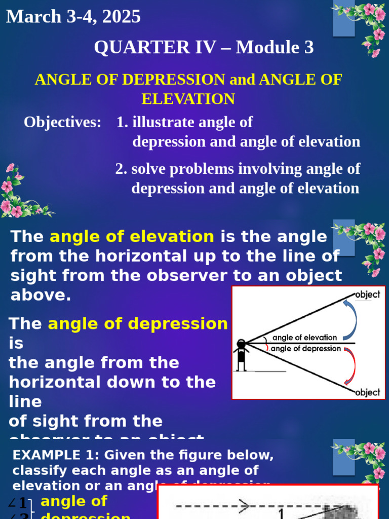 Q4 Angles of Elevation and Depression | PDF | Euclidean Geometry | Geometry