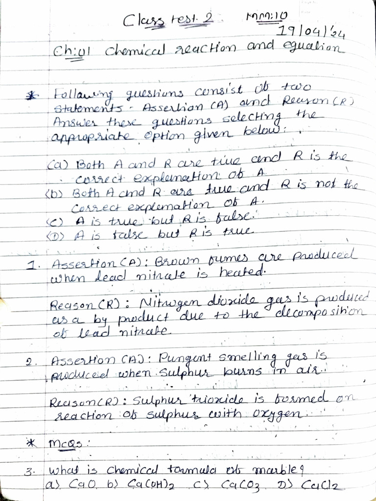 10 - Chemistry Class Test-2 | PDF