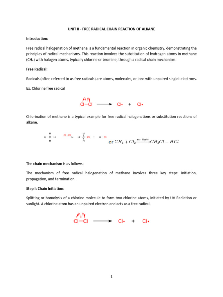 Halogenation of Methane - Free Radical | PDF