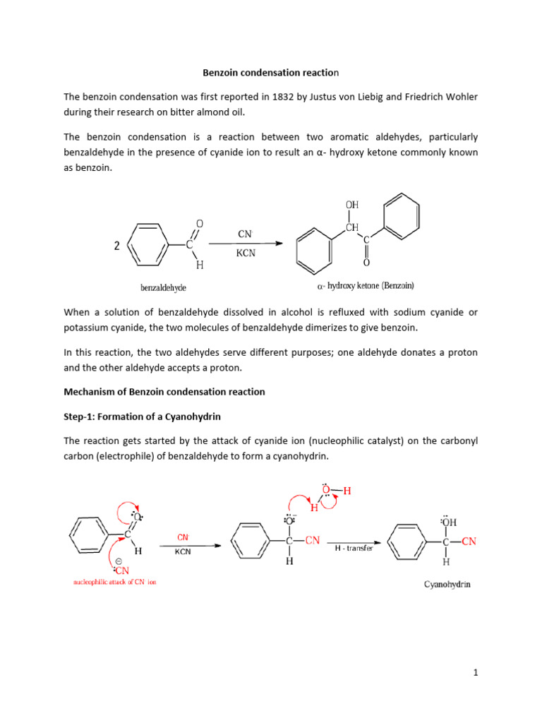 Benzoin Condensation reaction | PDF