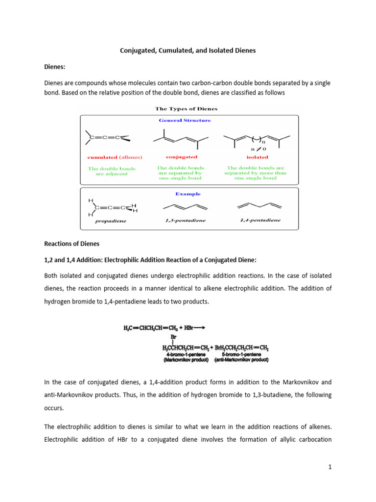 1,2 and 1,4 Addition Reactions of Conjugated Diene | PDF | Chemical ...