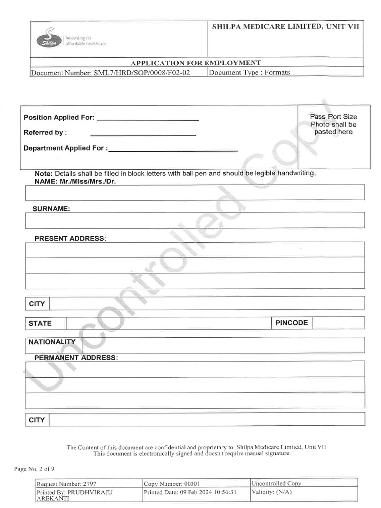 Aplication Form V2 | PDF