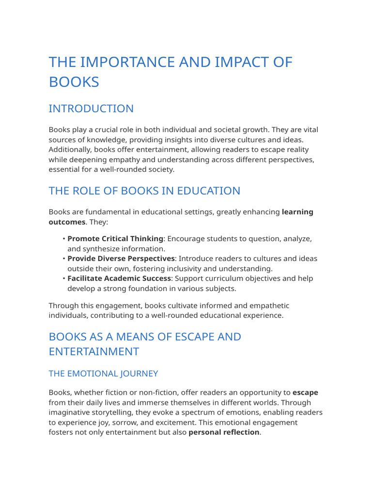 The Impact of Books on Society and Growth | PDF