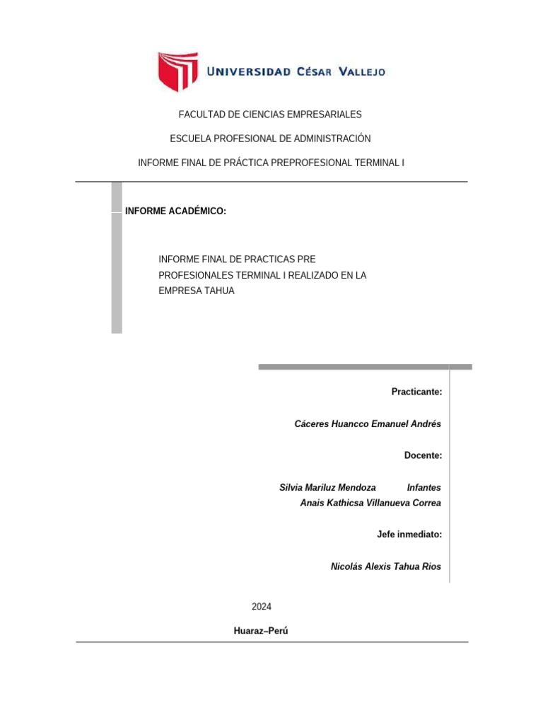 Practicas Pre Profesionales Tahua Info Avance 27 Noviembre Con Citas | PDF | Sustentabilidad ...