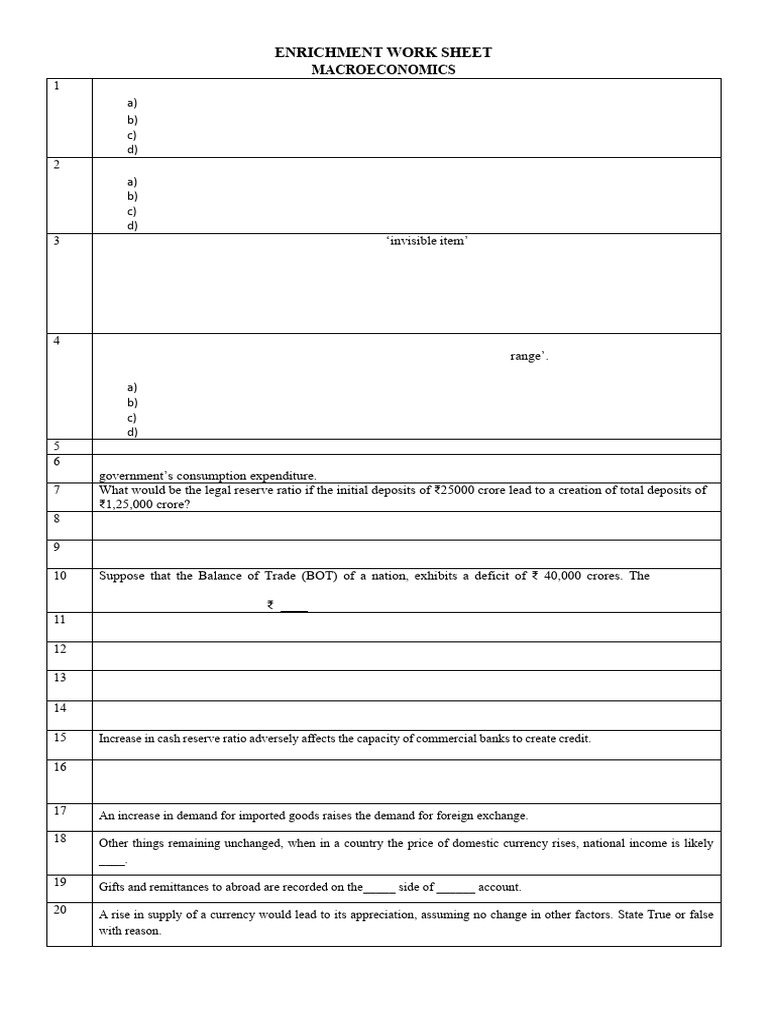 OTQ Enrichment Work-Sheet XII | PDF | Exchange Rate | Balance Of Payments