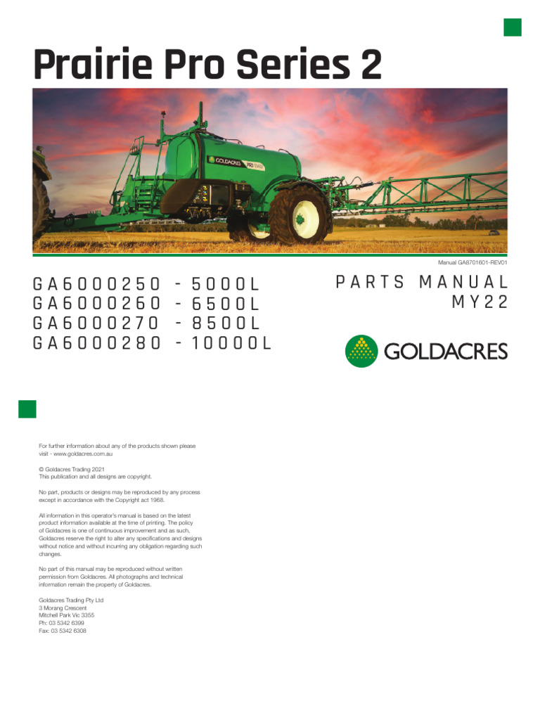 GA8701601 PrairieProSeries2 PartsManualMY22 REV01 | PDF | Axle | Pump