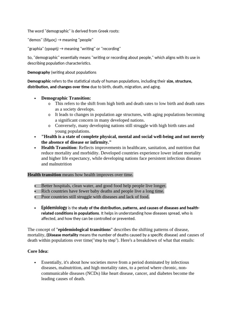 Understanding Demographics and Health Transitions | PDF | Statistics | Mortality Rate