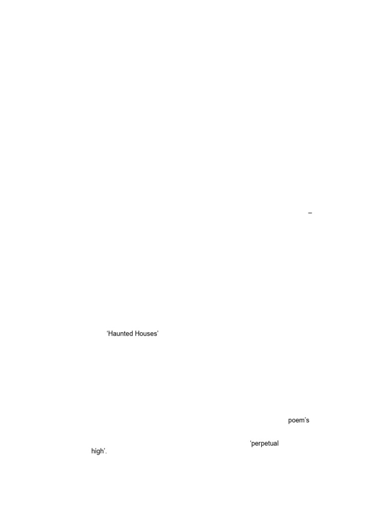 Haunted Houses: Poem Summary & Analysis | PDF | Poetry | Ghosts